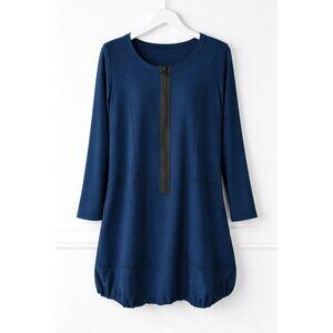 Sun Kim | Dresses | Sun Kim Navy Tunic Dress W Front Zipper Pockets ...